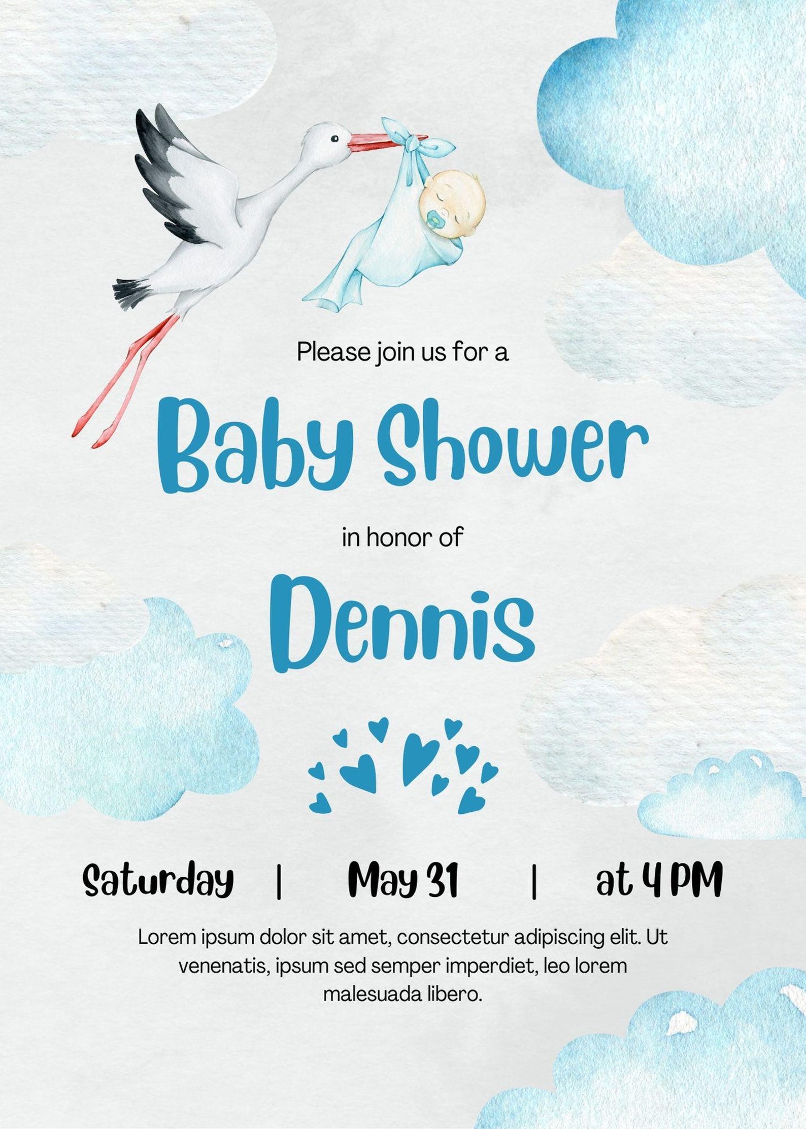 Personalized Baby Shower Invitation - Boy - Etsy