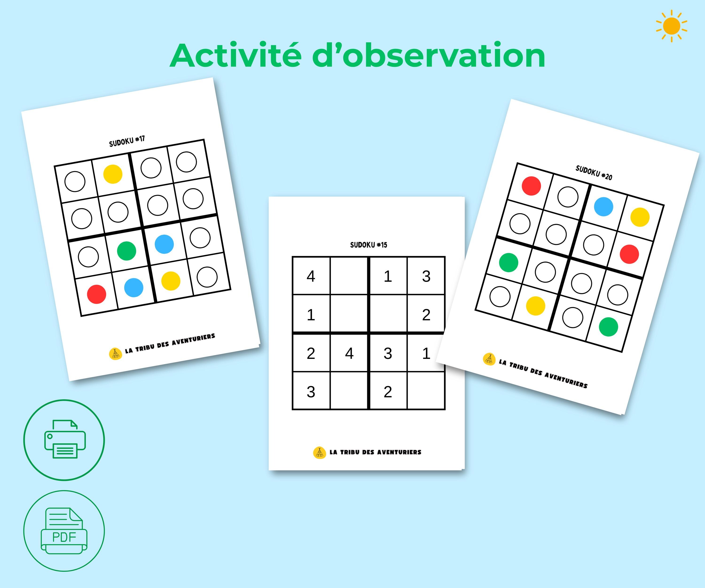 Easy Sudoku for Kids PDF 4x4 | 30 Puzzles + Solutions | Color, Shape ...