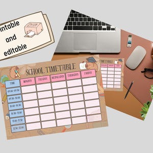 Printable and Editable Capybara School Timetable - Etsy