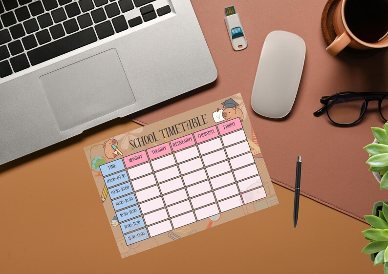 Printable and Editable Capybara School Timetable - Etsy
