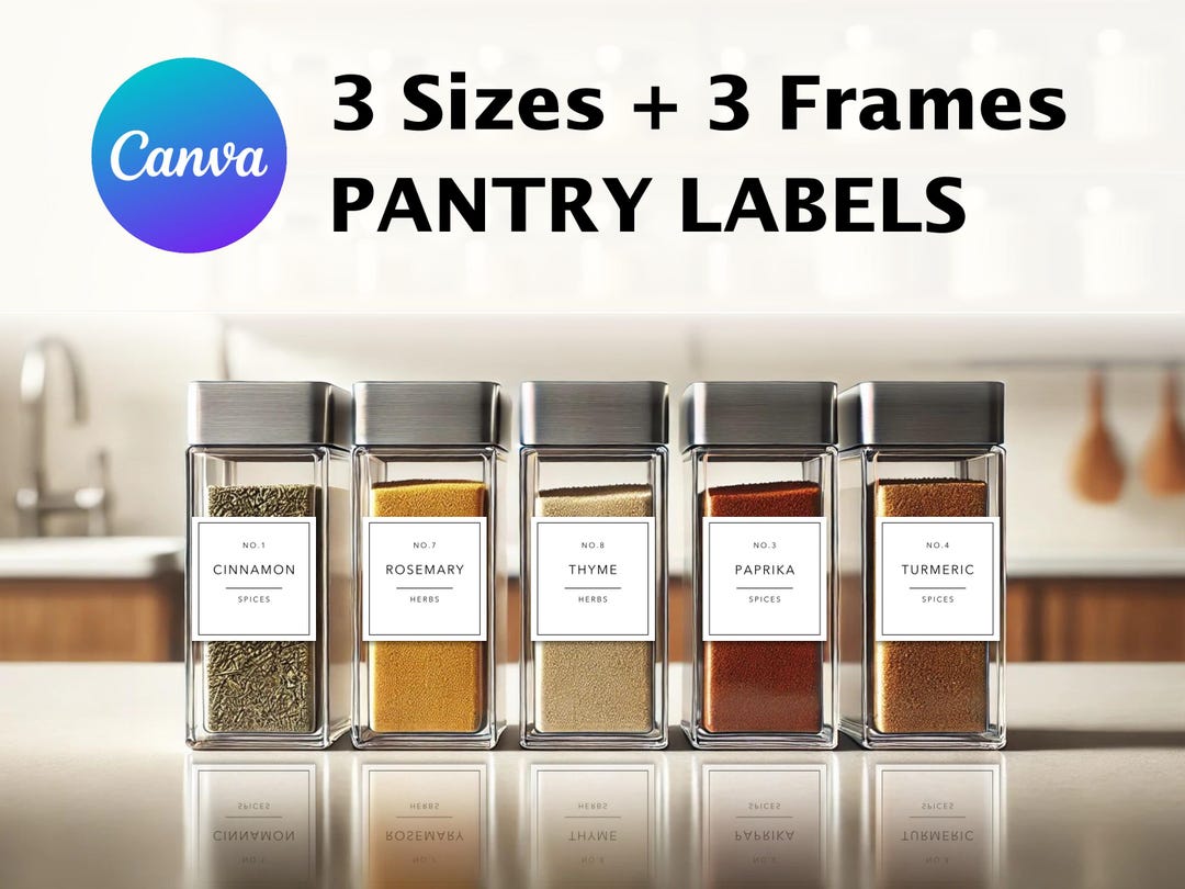 Spice Jar Labels, Customizable Pantry Organisation, Canva Template for ...
