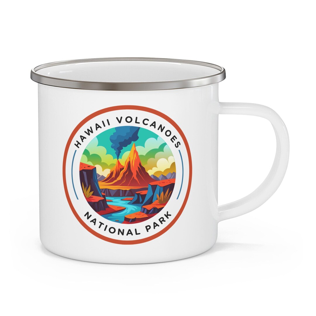Hawaii Volcanoes National Park Enamel Camping Mug: Adventure-ready 12oz ...