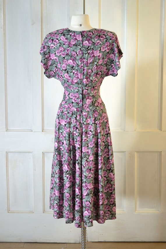 80s Vintage Floral Dress - 80s does 30s Romantic Rayo… - Gem