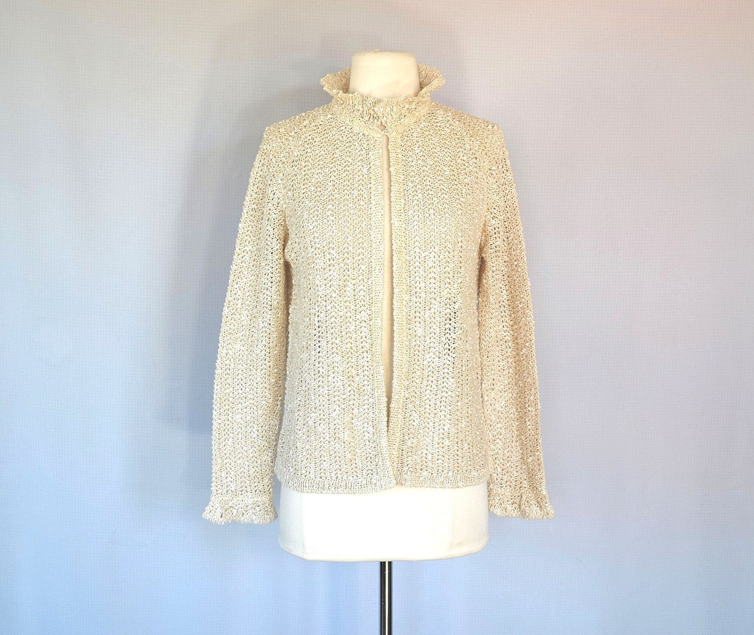 70s Vintage Pallas Linen Cardigan Pallas Ireland Crochet Sweater Hand ...