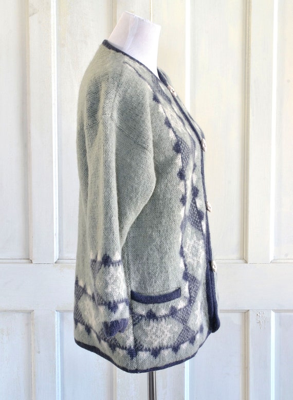 80s Vintage Alafoss Iceland Wool Sweater Jacket - Ice… - Gem