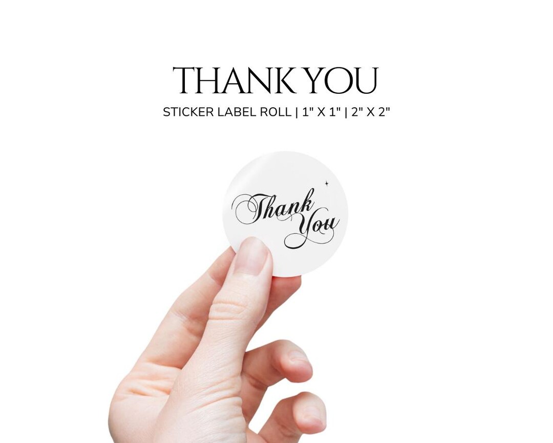 Thank You Round Sticker Label Rolls Calligraphy Thank You Sticker Small ...