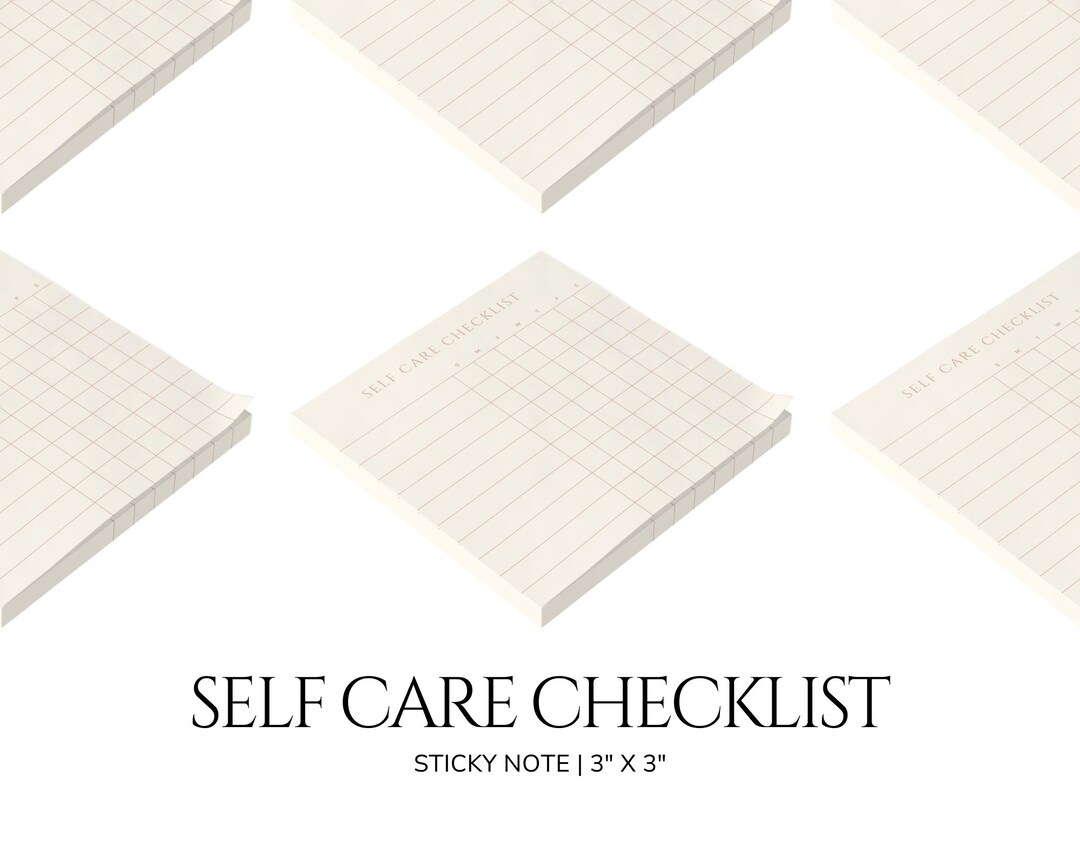 Self Care Checklist Sticky Note Pad Selfcare Essentials Postit Notes ...