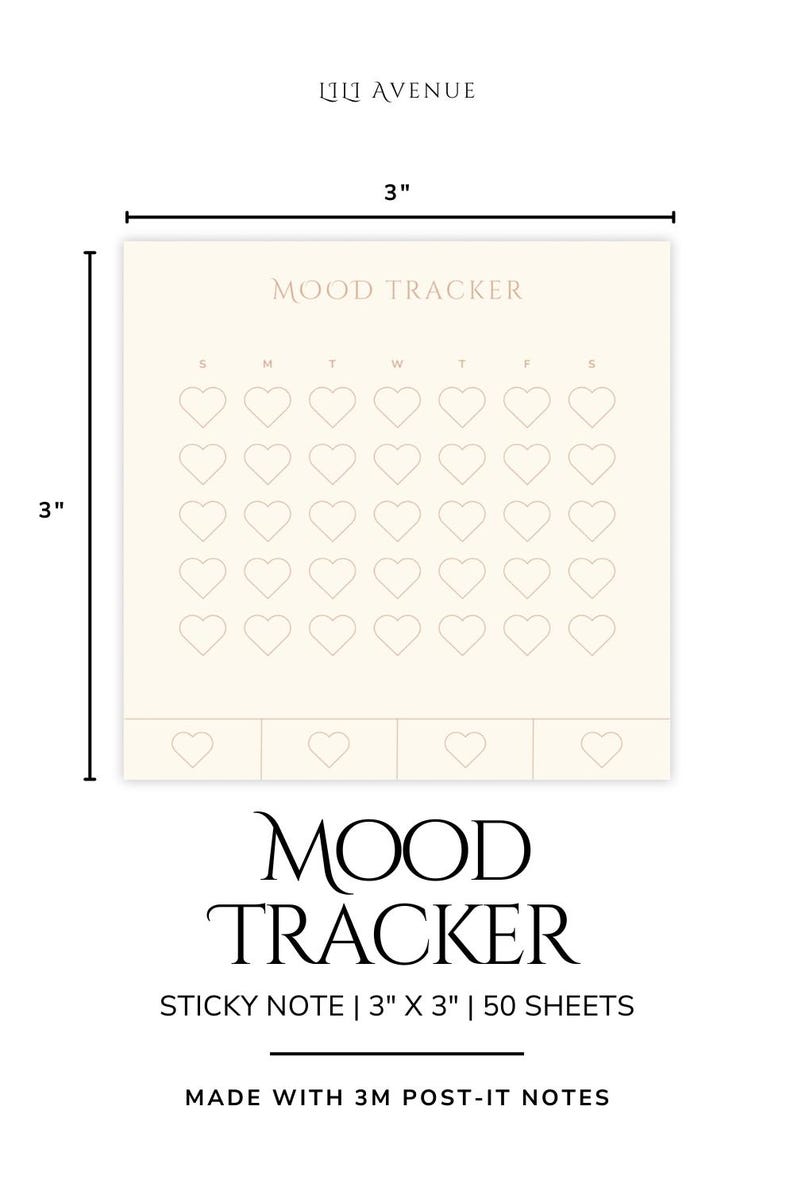 Heart Mood Tracker Chart Emotion Tracker Monthly Sticky Notes Wellness ...