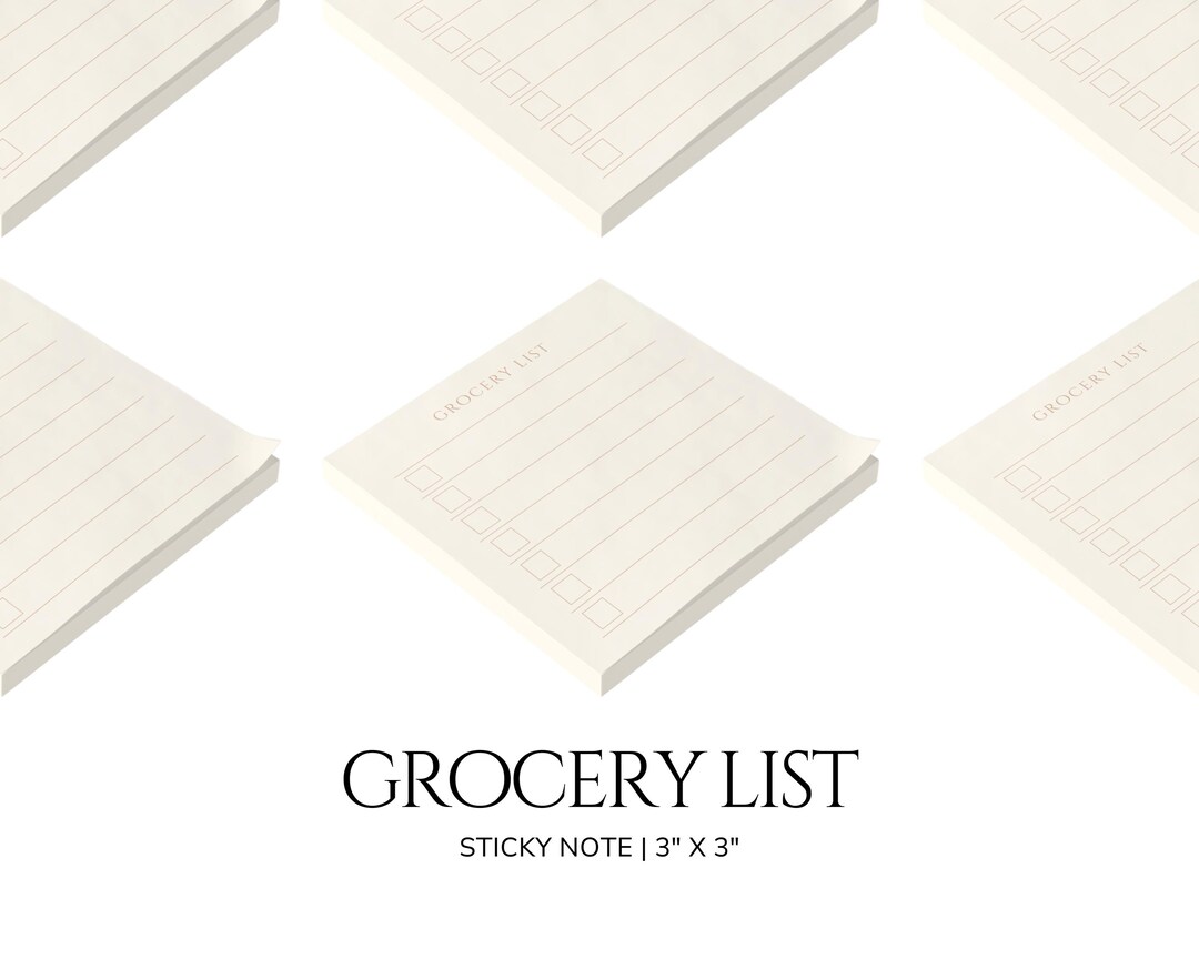 Grocery List Sticky Notes Grocery Shopping Checklist Sticky Pad Grocery ...