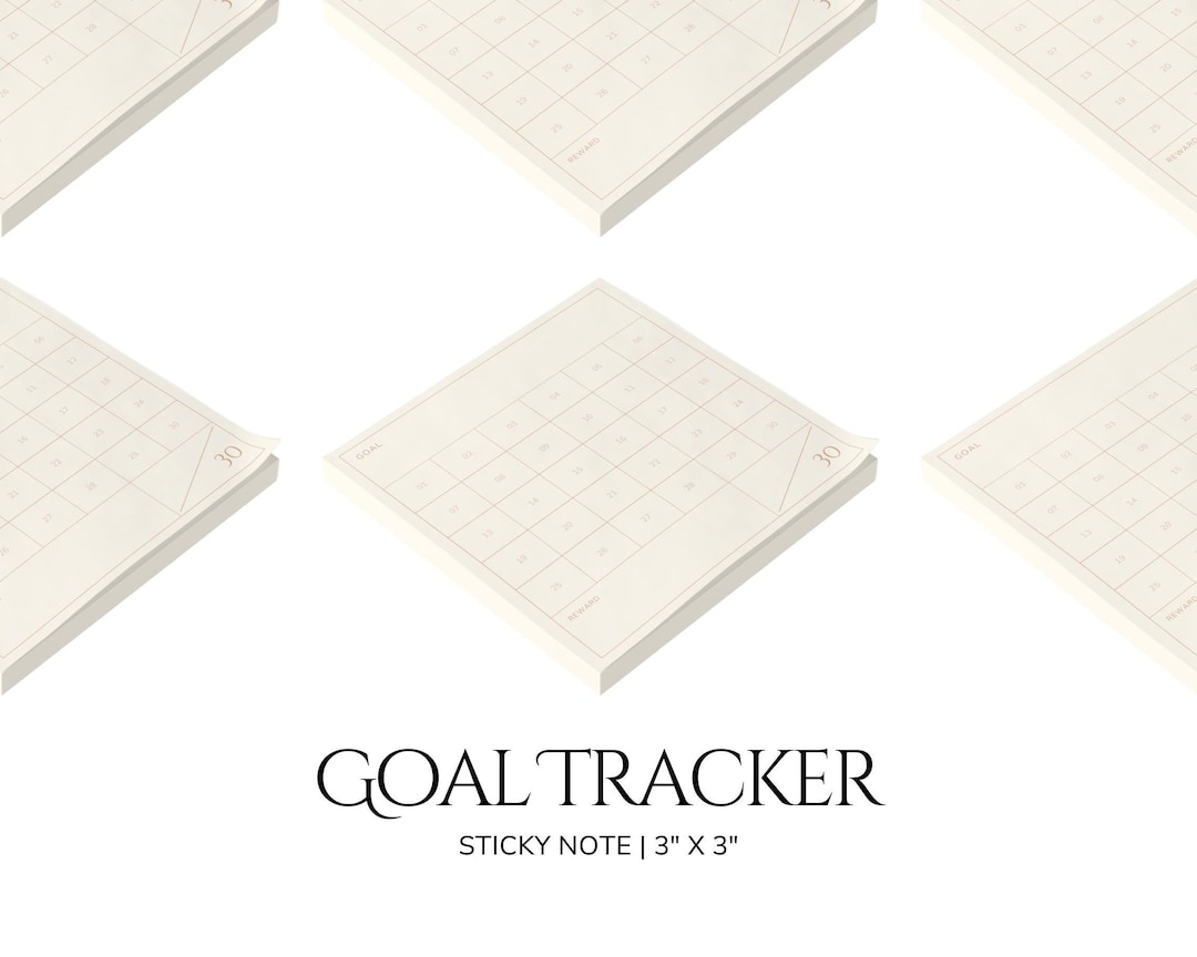 Goal Sticky Note Monthly Progress Pad My Challenge Tracker 30 Day ...