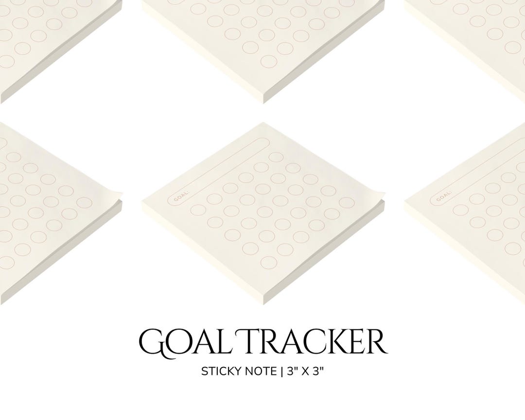 Goal Sticky Note Monthly Progress Pad My Challenge Tracker 30 Day ...