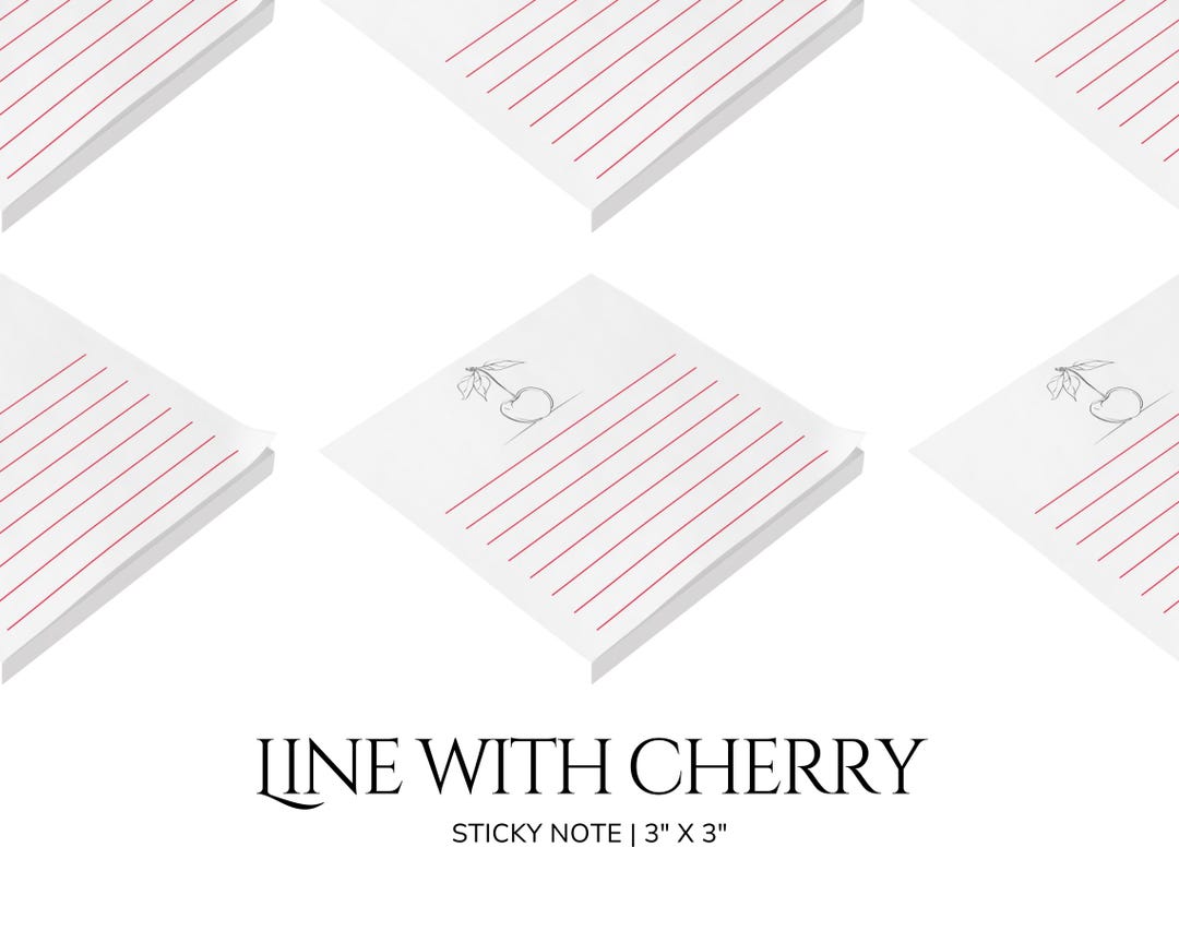 Line Sticky Note Cherry Cute Writing Pad Square Notepads Red Note Pad ...