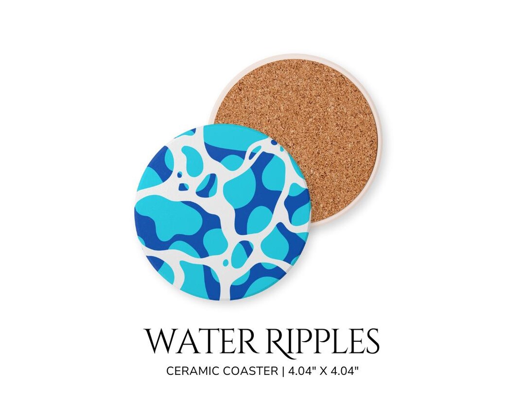 Living Room Coasters Set Water Ripples Ceramic Coaster Cork Round ...
