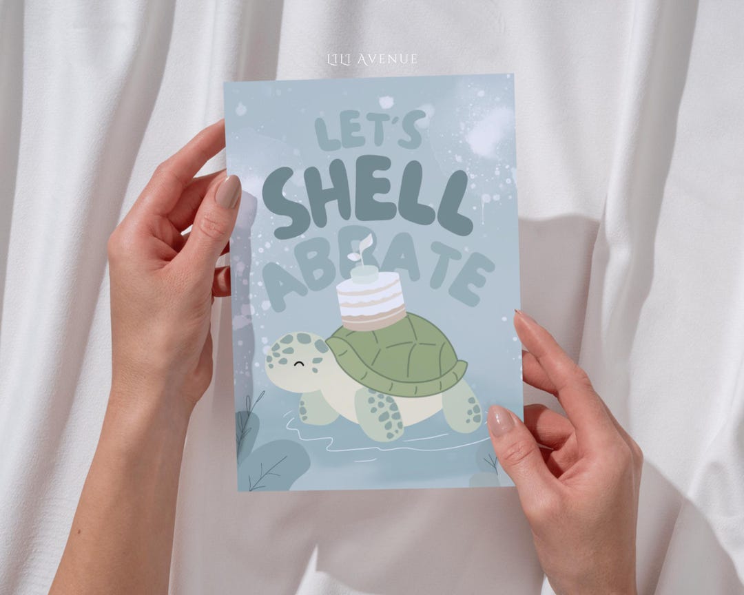 Lets Shellabrate Turtle Birthday Card for Her Pun Card Happy Birthday ...