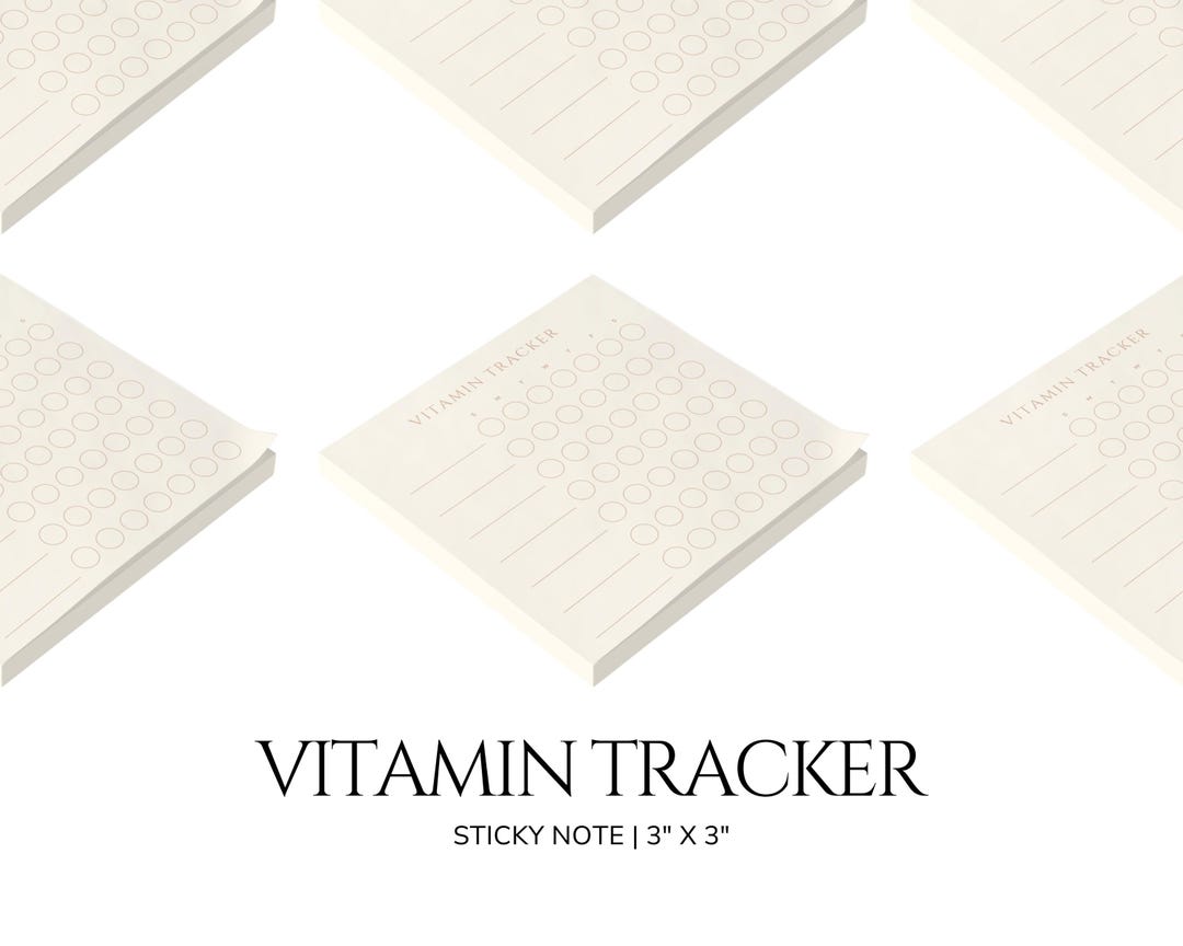 Weekly Vitamin Tracker Habit Sticky Note Daily Vitamin Supplement ...