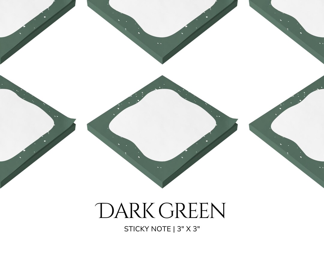 Dark Green Splat Sticky Note Kawaii Note Pad Notes Cute Stationery ...