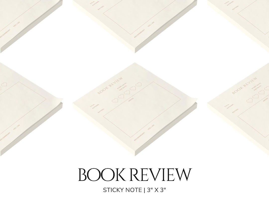 Book Review Sticky Notes Journal Note Pad Mini Book Review Template ...