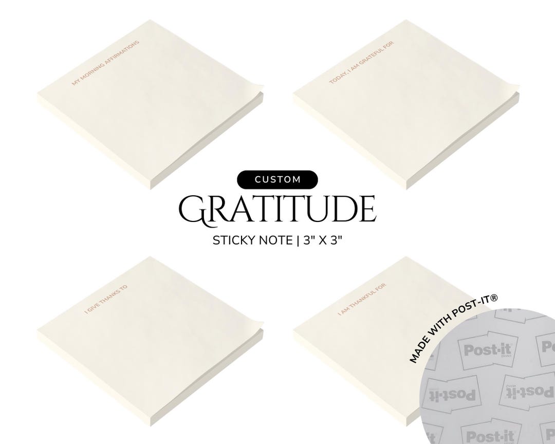 Thankful Sticky Note Custom Self Care Pad Mindfulness Notepad Daily ...