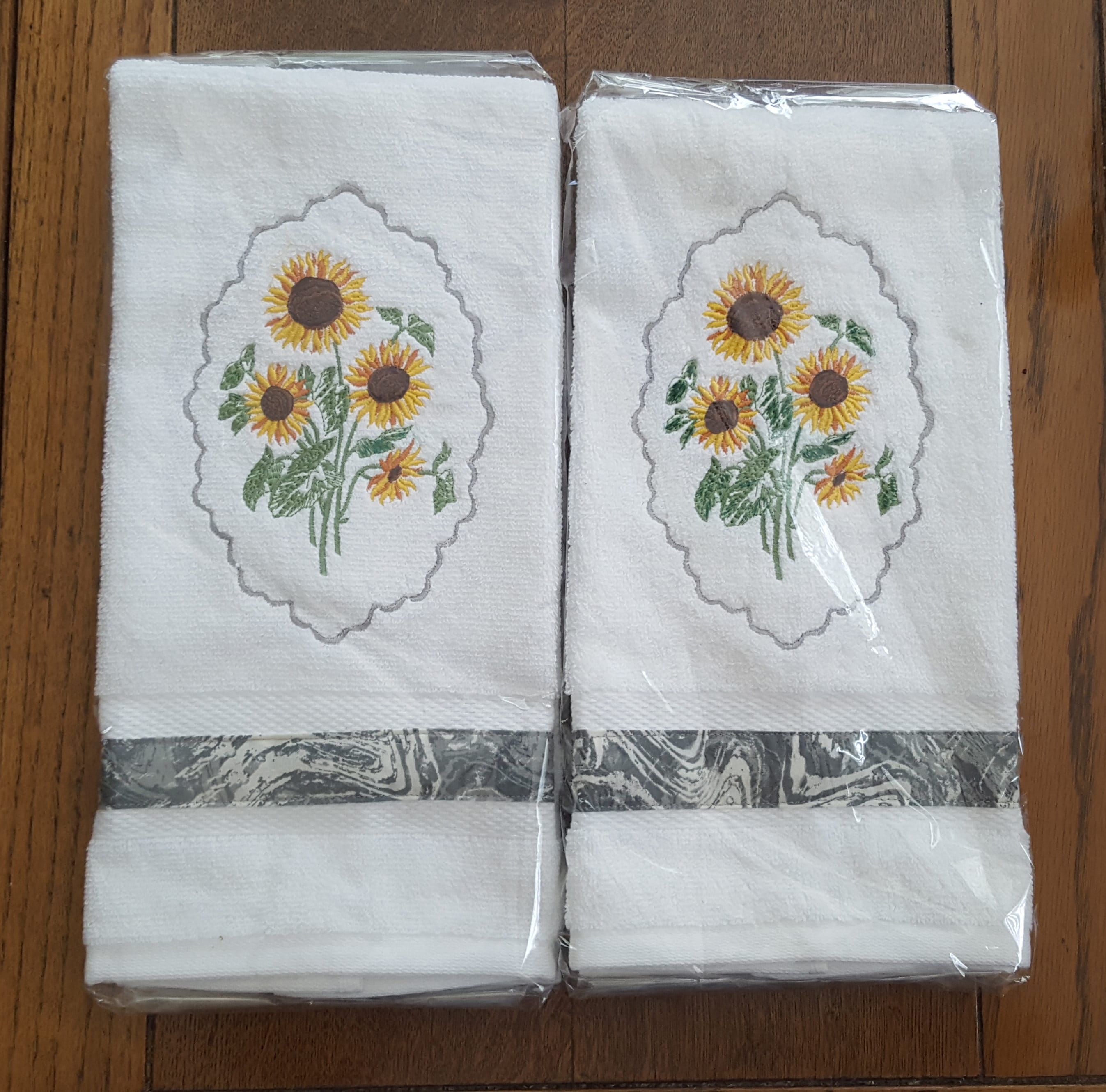 2 Sunflower Embroidered Hand Towels, Sunflower Gift, Sunflower Decor ...