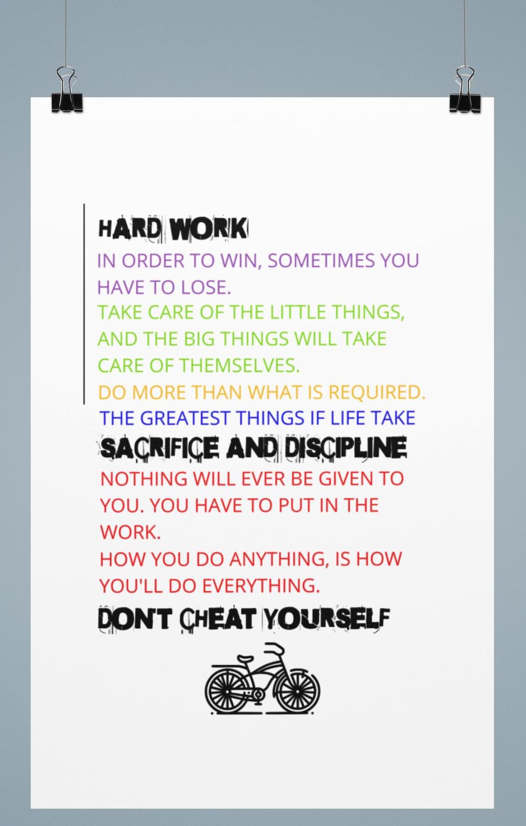 Hard Work Motivational Poster - Etsy