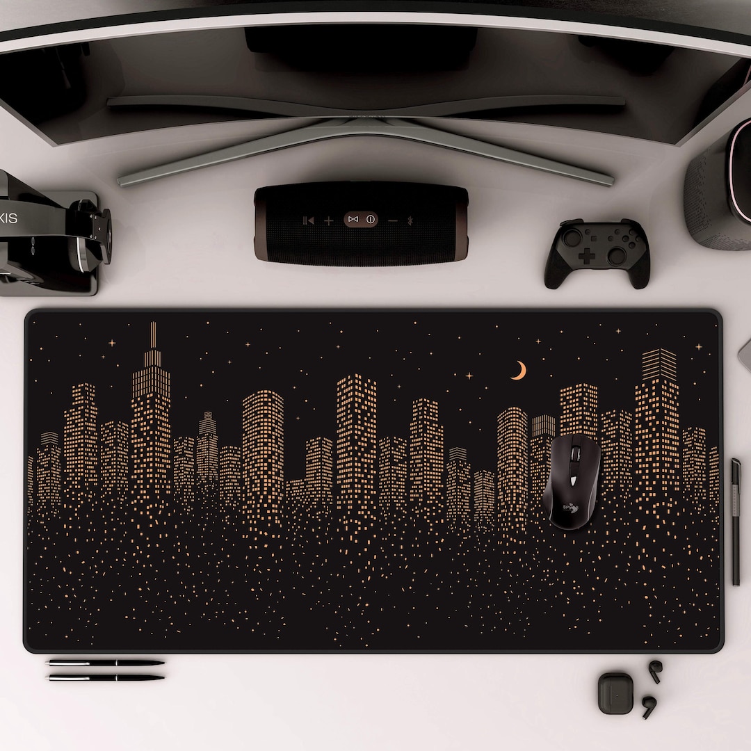 Cyber Futuristic Deskmat NYC City Work Desk Mat Gaming Desk Pad - Etsy