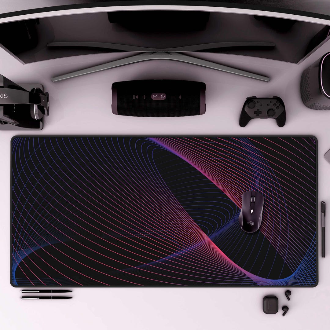 Neon Geometric Desk Mat Digital Futuristic Computer Desk Mat - Etsy