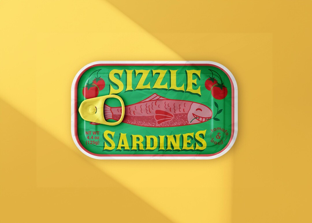 Sardine Tin Vinyl Sticker: Funny Colorful Fish Decal - Etsy