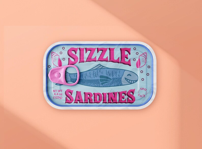 Blue Sardine Tin Vinyl Sticker: Funny Colorful Fish Decal - Etsy