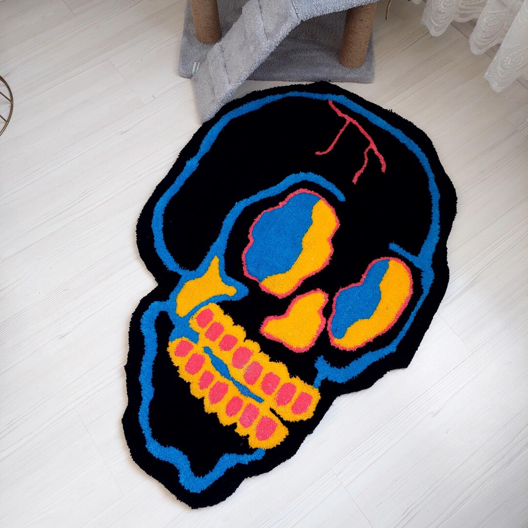 Skull Tufted Rug,tufted Tug,handmade Rug,fear Rug,fear Decor,area Rug ...