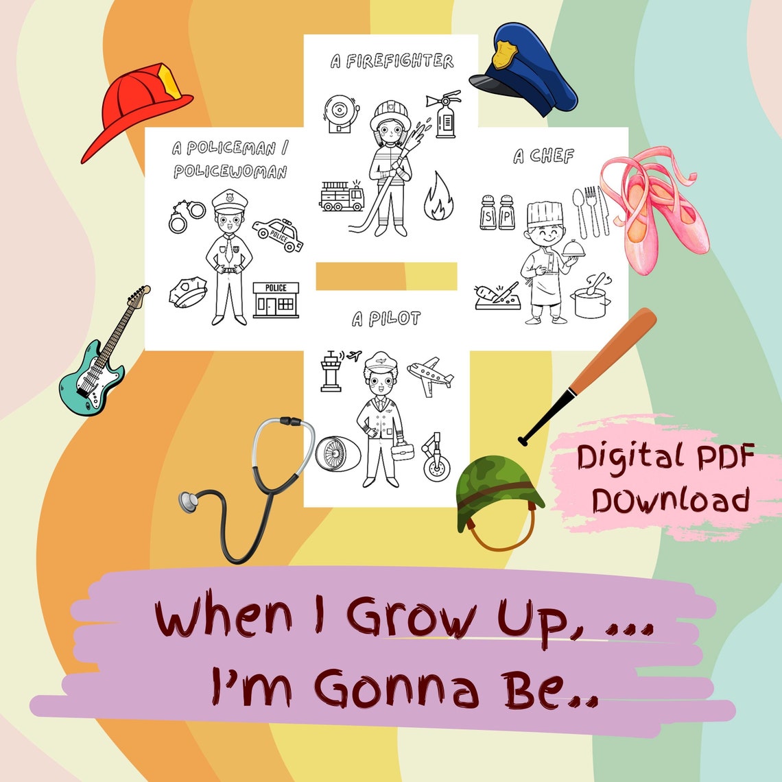 Professions Coloring Pages for Kids: Career Exploration (PDF Digital ...