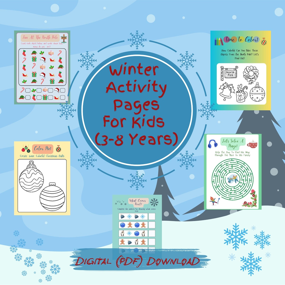 Winter Activity Pack for Kids: Mazes, Games, Coloring (PDF Download) - Etsy