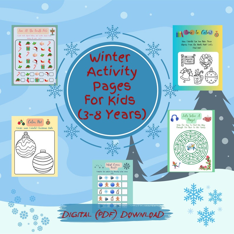 Winter Activity Pack for Kids, Instant Printable PDF Bundle Download ...