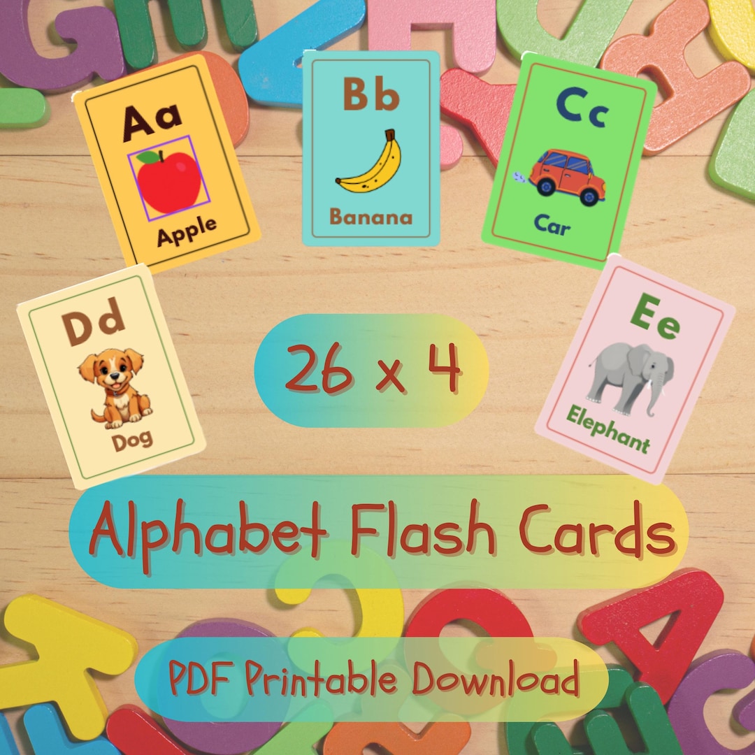 Alphabet Flashcard, Kids Learning Bundle – Printable Instant Download ...