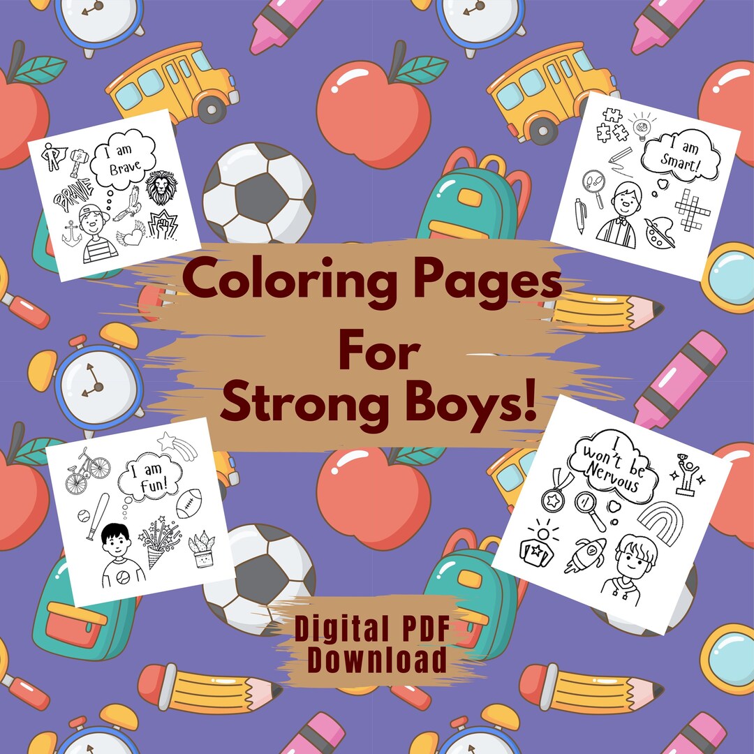 Coloring Pages for Strong Boys, Printable Instant PDF Download (8.5" X ...