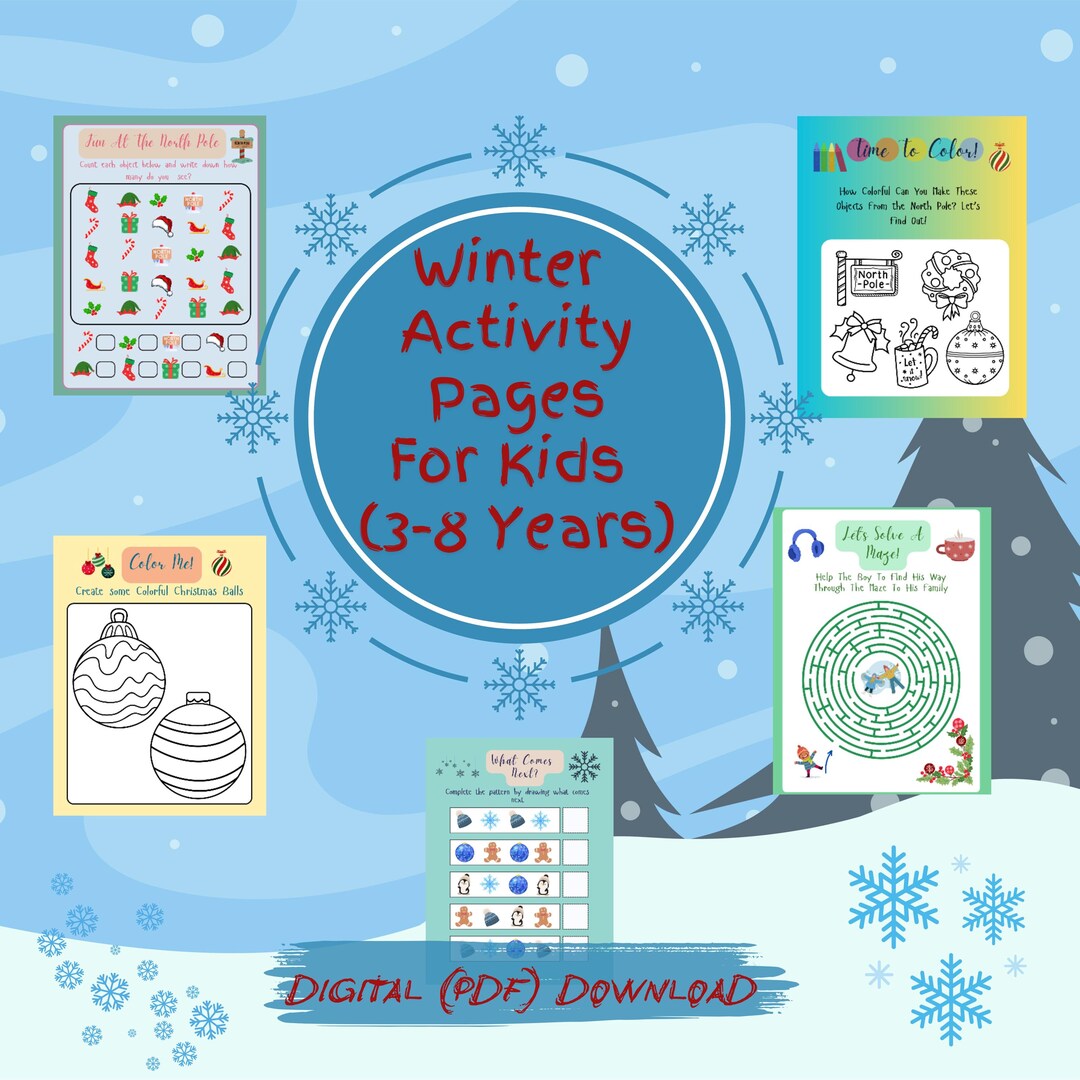 Fun-filled Winter Activity Pack for Kids, Printable PDF Bundle ...