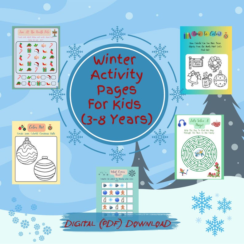 Fun-filled Winter Activity Pack for Kids, Printable PDF Bundle ...