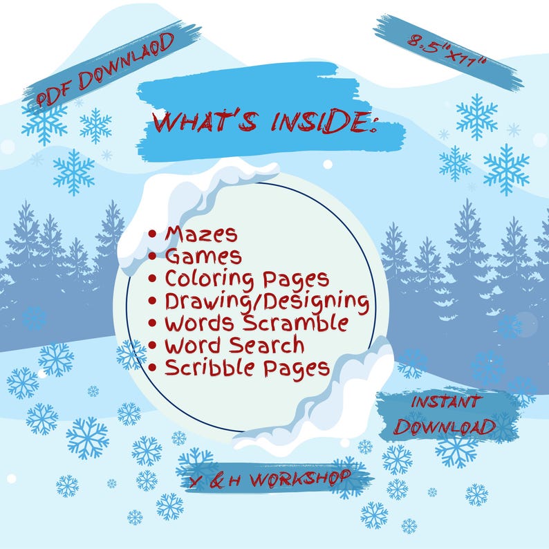 Fun-filled Winter Activity Pack for Kids, Printable PDF Bundle ...