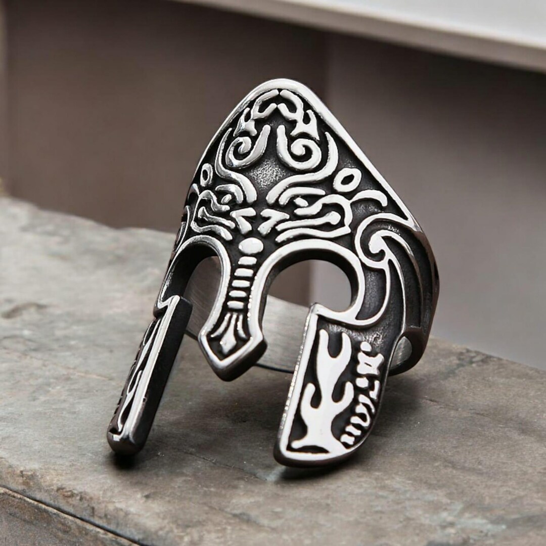 Viking Helmet Ring Norse Warrior Armor Ring Nordic Mythology Jewelry ...