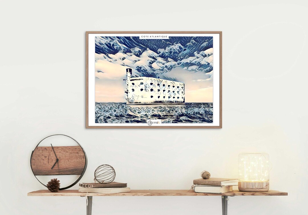 Fort Boyard Atlantic Poster – Japanese Print Style in Blue and White ...