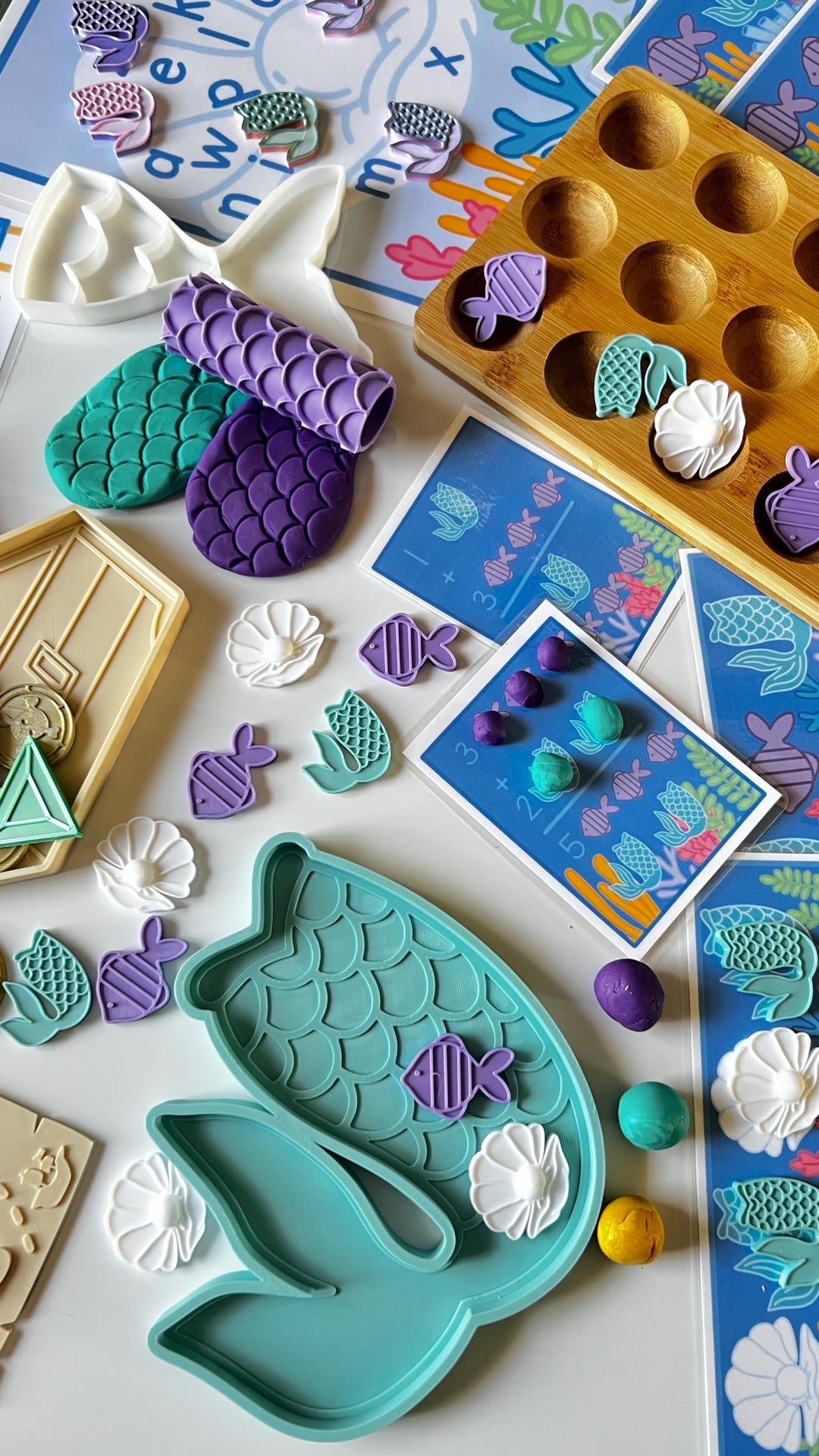 Mermaid Sensory Bin Set, Tail Trays, Counters, and Roller - Etsy Australia