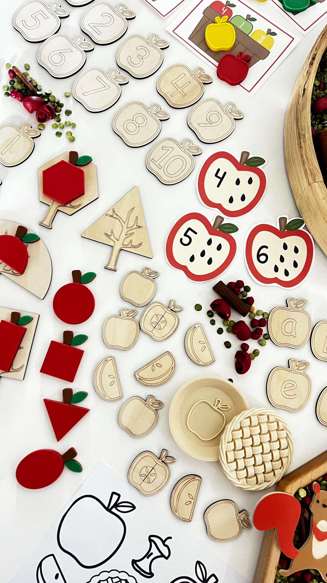Apple Wooden Cutouts, Counters, Shapes, Apple Letters and Numbers - Etsy