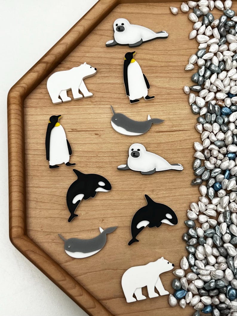 Winter Arctic Sensory Play Bin, Trays, Penguin Shapes, Igloos Funnel ...