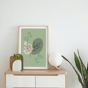Green Boho Wall Art - Minimalist Botanical Prints, Modern Bohemian ...