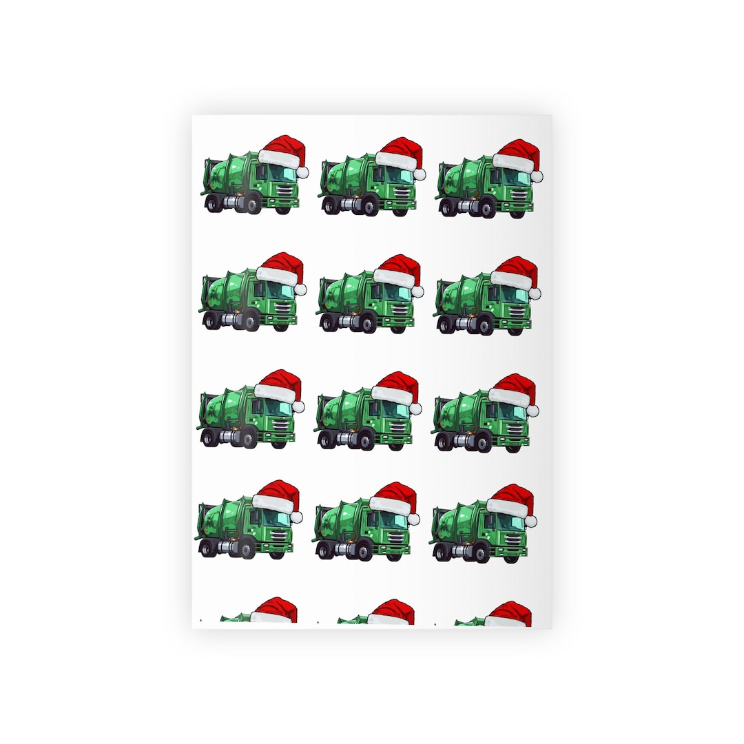 Garbage Truck Christmas Wrapping Paper Fun Bin Lorry Holiday Gift Wrap ...