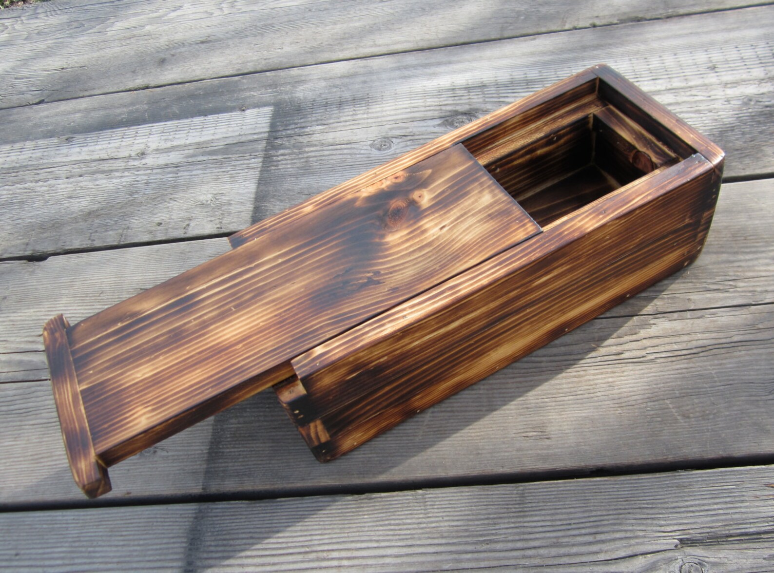 Rustic Wood Box Candle Photo or Memory Box Torched Decor - Etsy