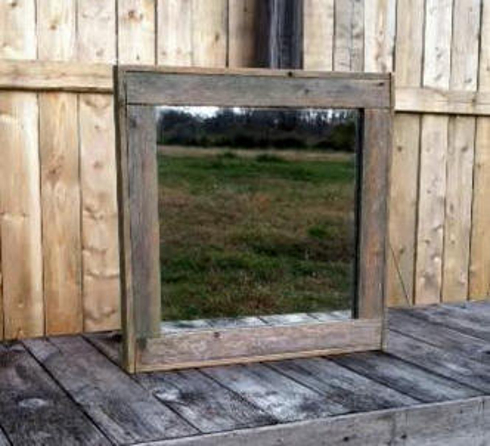 Rustic Decor - Reclaimed Wood Mirror - Man Cave - Industrial Rustic ...