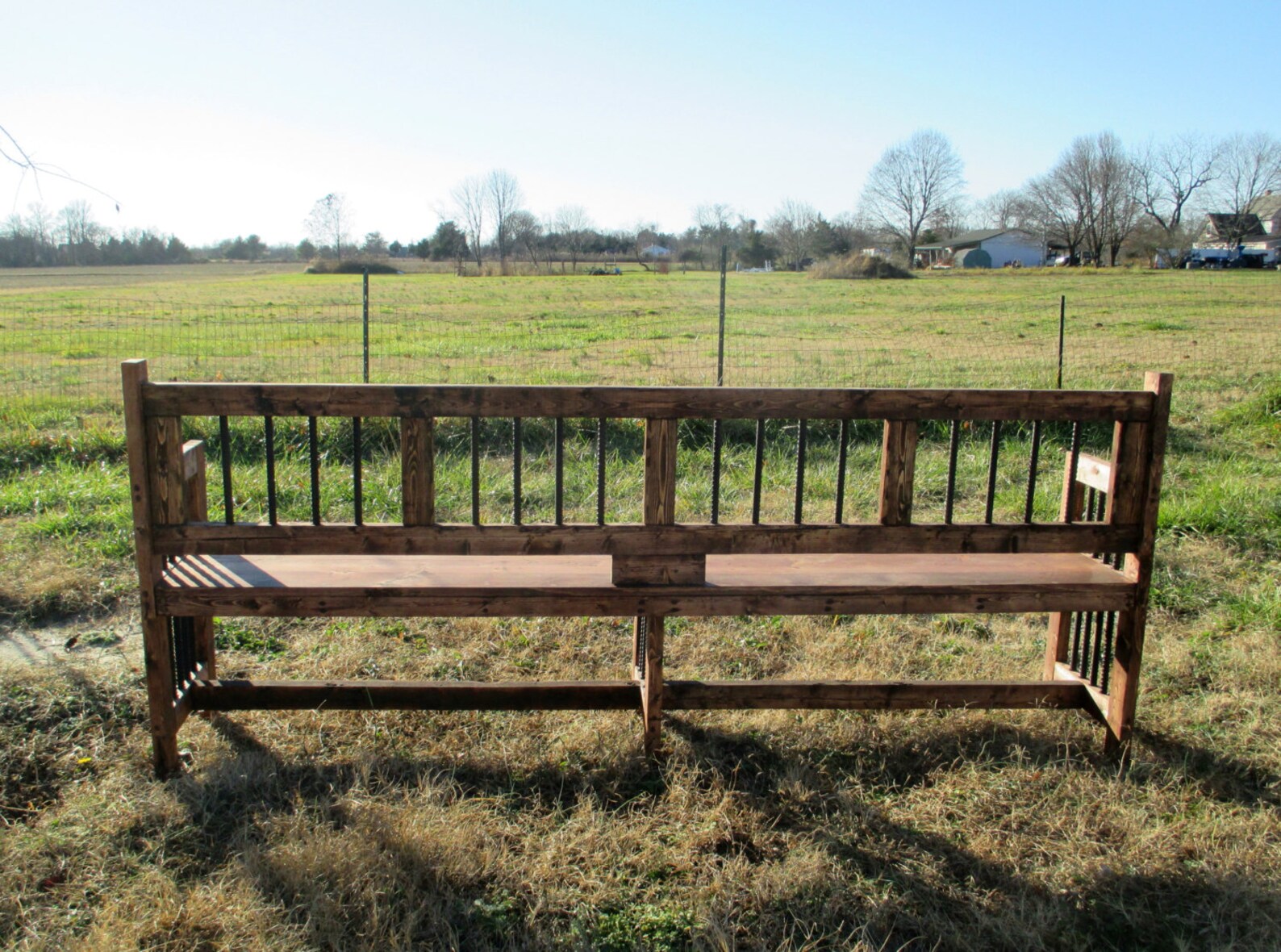 Extra Long Reclamed Wood Bench - Rustic Furniture for Indoor or ...