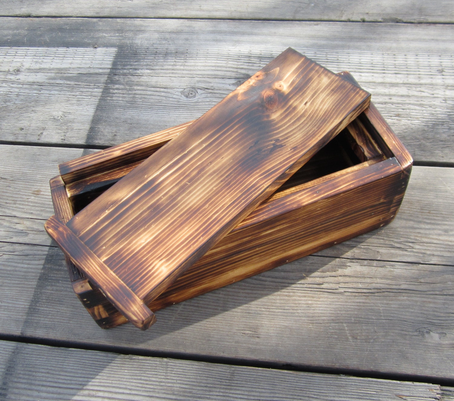 Rustic Wood Box Candle Photo or Memory Box Torched Decor - Etsy