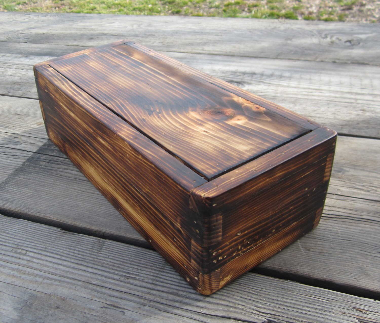 Rustic Wood Box Candle Photo or Memory Box Torched Decor - Etsy