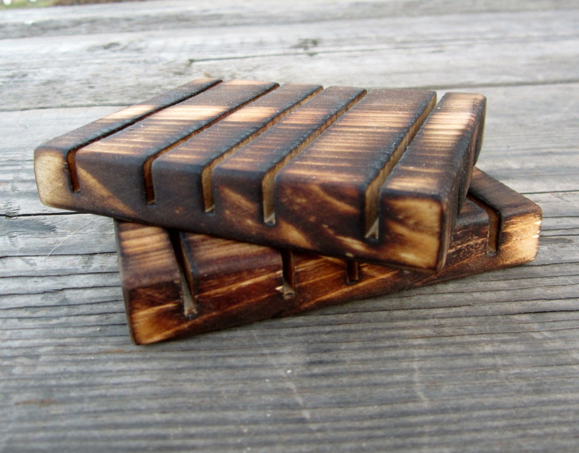 Rustic Bathroom Decor Wood Soap Dish Set Rustic Kitchen - Etsy